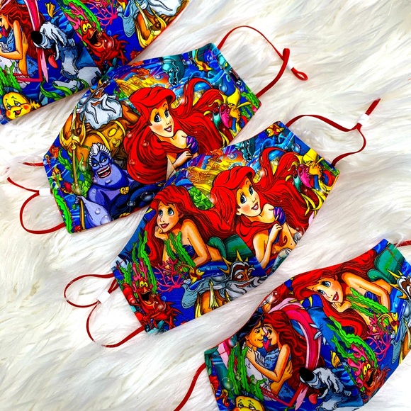 Hand Crafted | Accessories | Disney Little Mermaid Face Mask Set Of 4 ...
